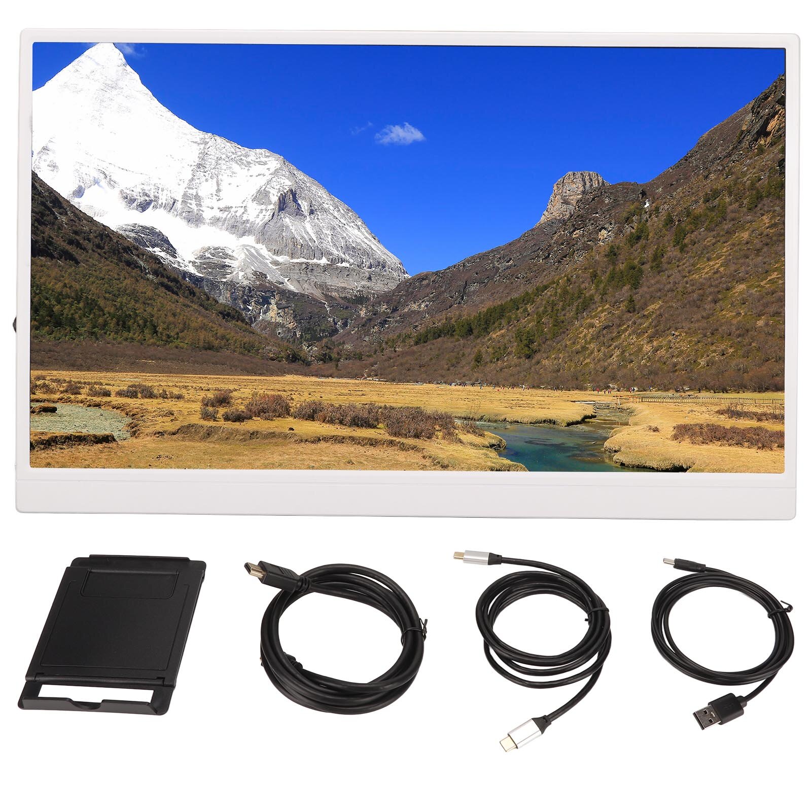 Портативный монитор 17.3 дюйма, 1080P IPS HDR, HD Multimedia Interface, Type-C, для Xbox, PS5, телефона, ПК, белый.