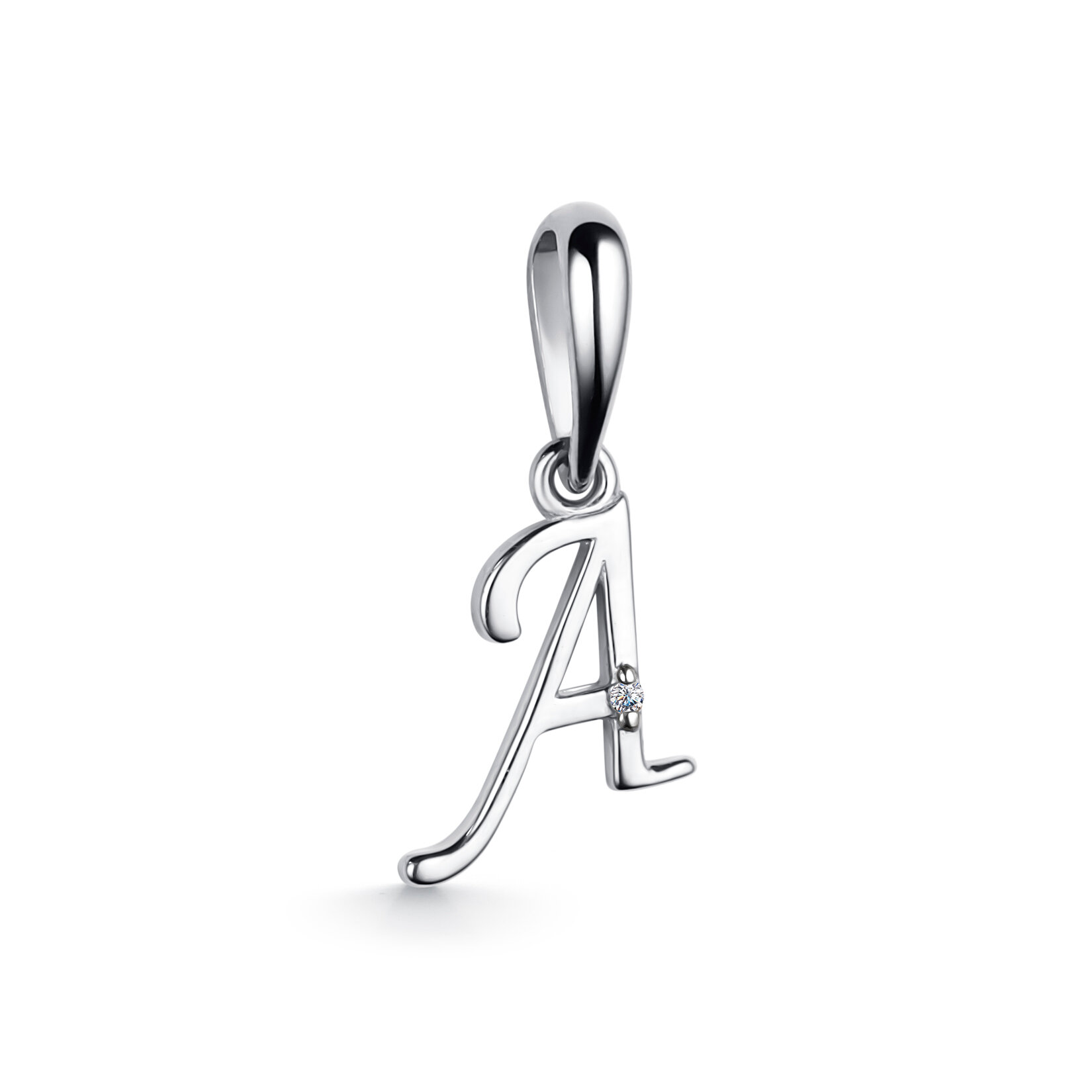 Подвеска, белое золото, 585 проба, бриллиант