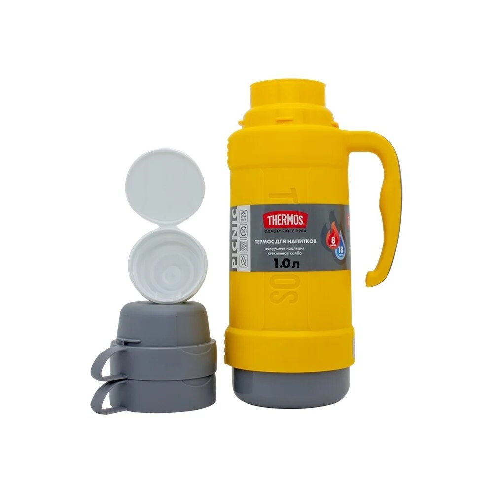 Термос со стеклянной колбой THERMOS 40-100 Yellow 1.0L 674012 — фото 1