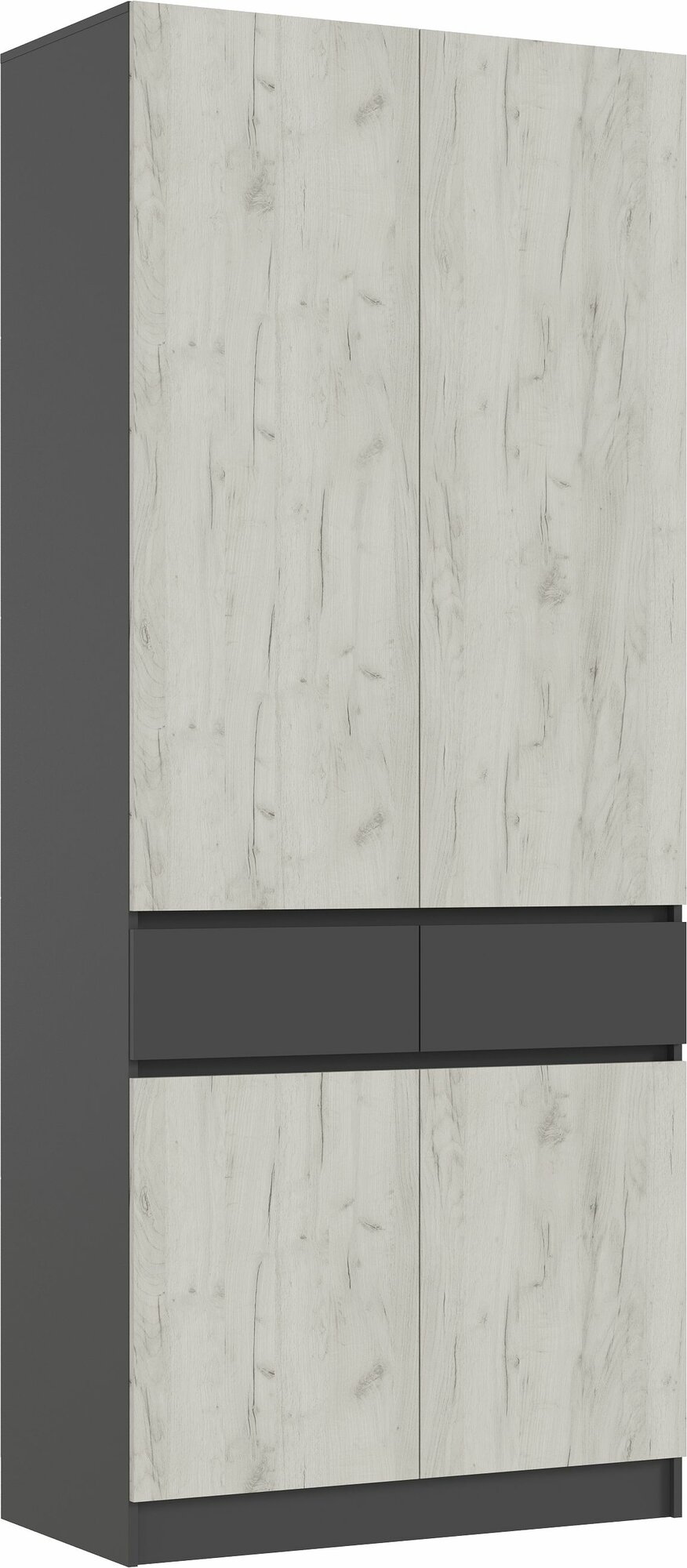Шкаф 2-ств. Роджина 1000х2400х520 (Дуб Крафт белый/Графит) МИФ