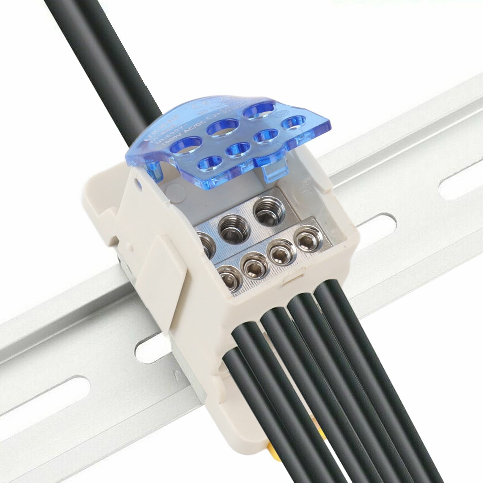 Распределительная коробка электропитания на DIN-рейке Электрическая клеммная колодка Распределительная коробка AC DC1000V 80A