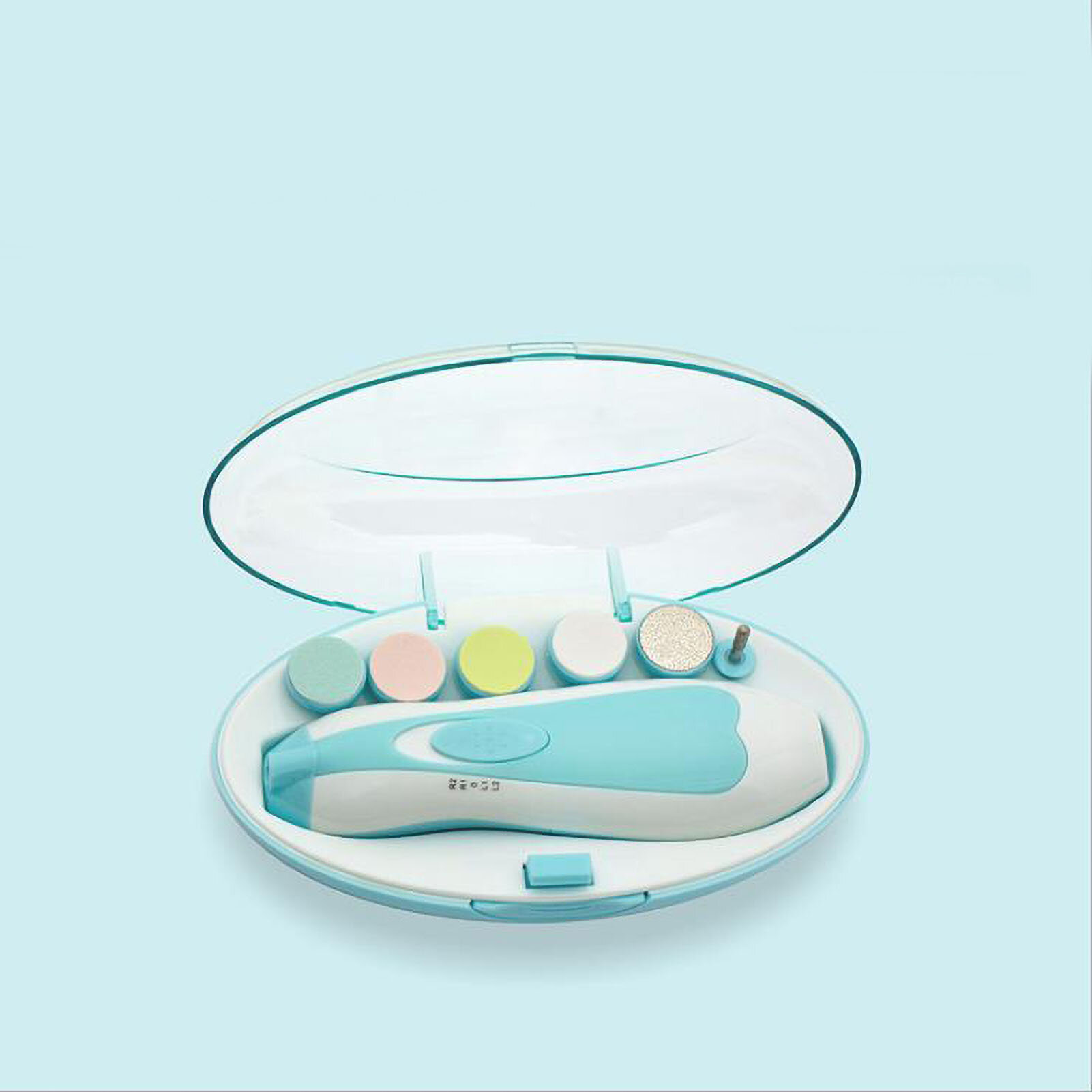 Детские электрические пилочки для ногтей, шлифовальные головки, светодиодный маникюрный набор для новорожденных, детей, синий