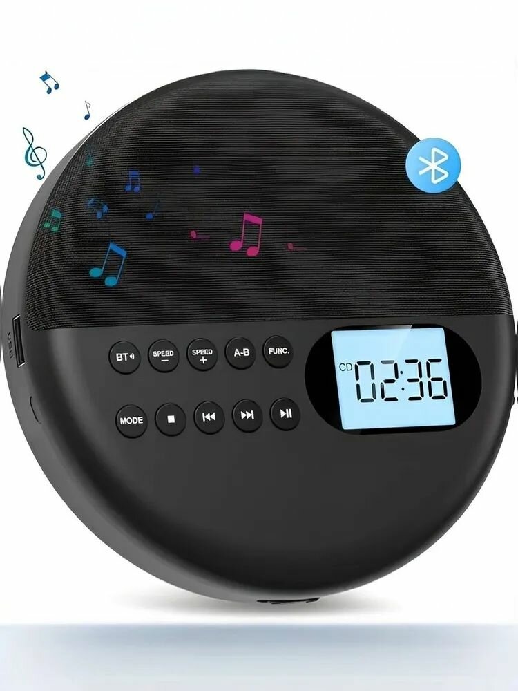 CD MP3 плеер для дисков музыки с bluetooth и наушниками