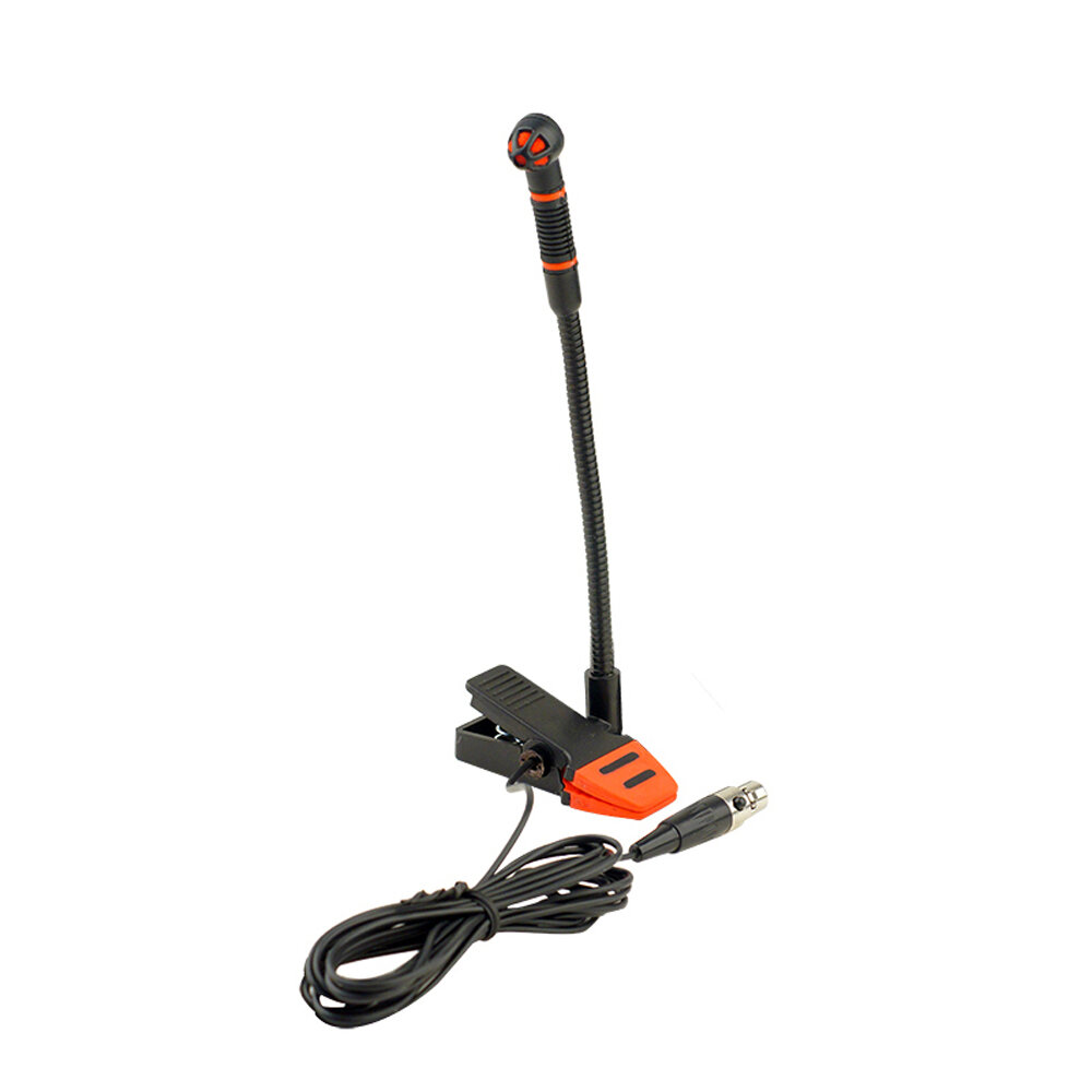 Микрофон конденсаторный инструментальный IM500 для духовых инструментов саксофон, тромбон или туба, цвет: красный+черный, материал: пластик, диапазон частот: 50Hz-18KHz, SNR: ≥70dB, выходное сопротивление: 250±30%, чувствительность: -45±3dB, максимальный