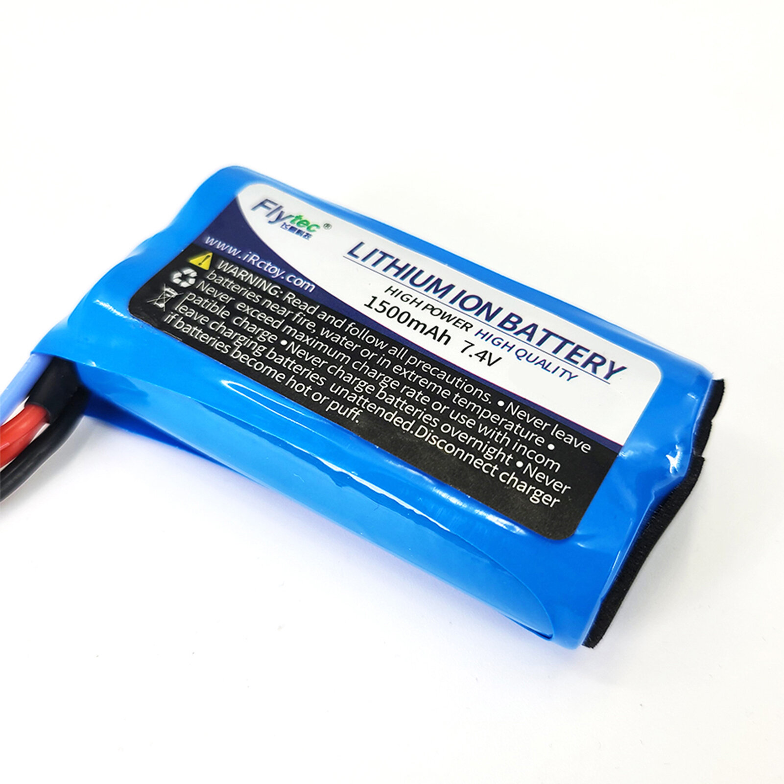 Аккумулятор литий-ion 7.4V 1500mAh для аксессуаров радиоуправляемой лодки Flytec V008, время зарядки 2-3ч, время использования 15мин, размер 8*5*4см, вес 93г
