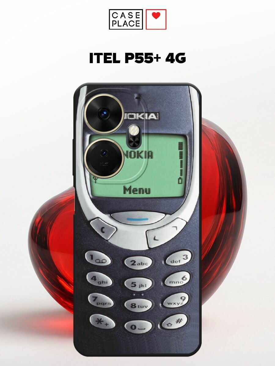 Черный матовый чехол на Itel P55 Plus 4G / Ител Р55 Плюс 4G с принтом В виде Нокиа