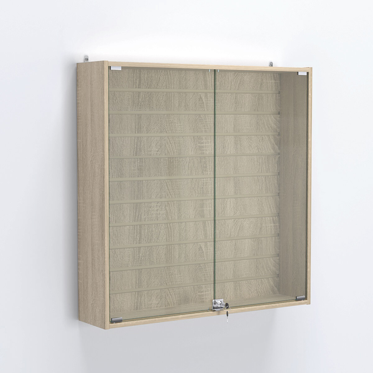 Витрина настенная №204-1Б закрытая с экономпанелью, Дуб Сонома