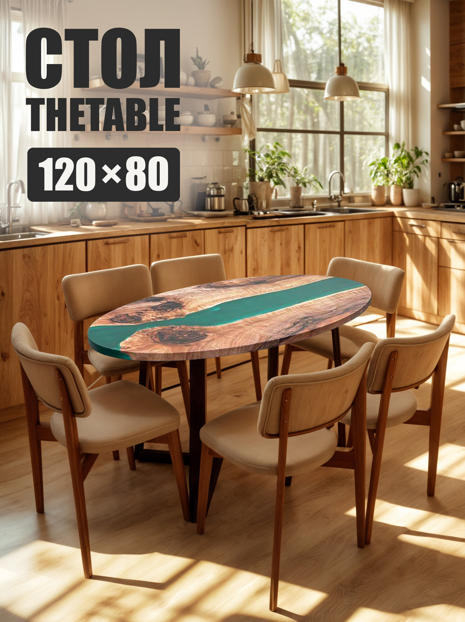 Стол кухонный обеденный овальный THETABLE 120х80 см 3.15/1.1/овал2