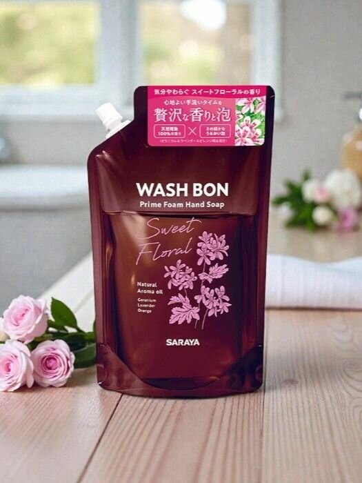Пенящееся мыло для рук Wash Bon "Цветы", наполнитель, 500 мл