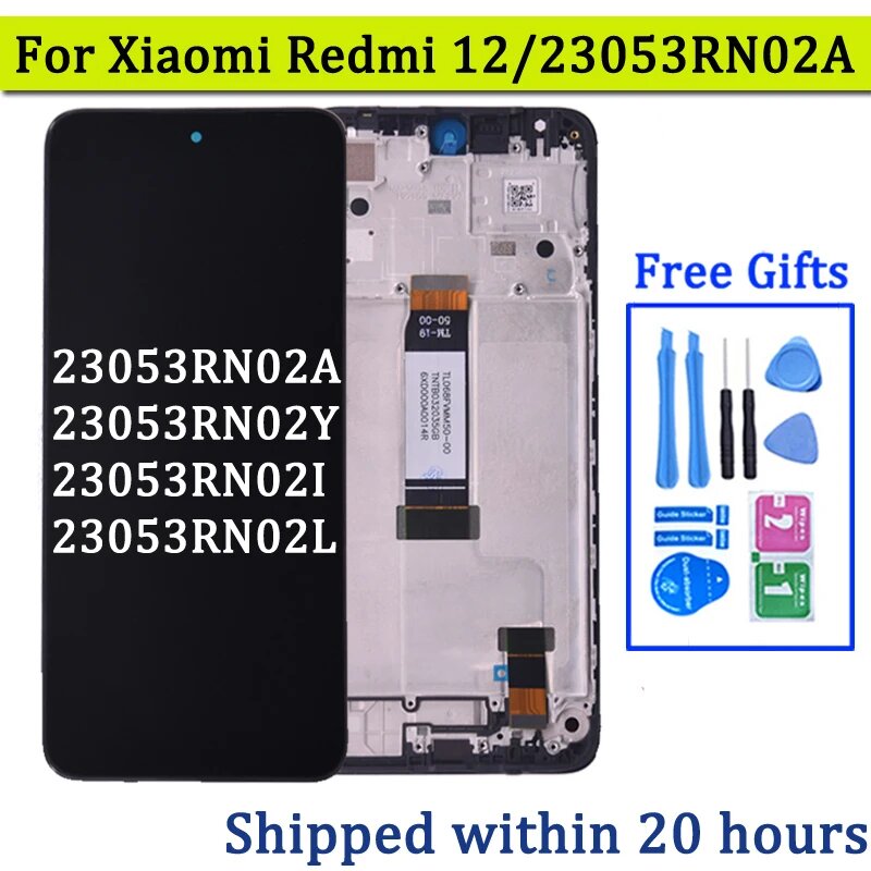 ЖК-дисплей 6,79 дюйма для Xiaomi Redmi 12, 23053RN02A, сенсорная панель, дигитайзер для With Frame