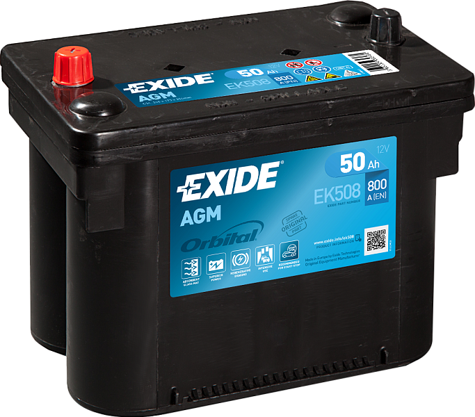 Автомобильный аккумулятор EXIDE AGM EK508 260x173x206