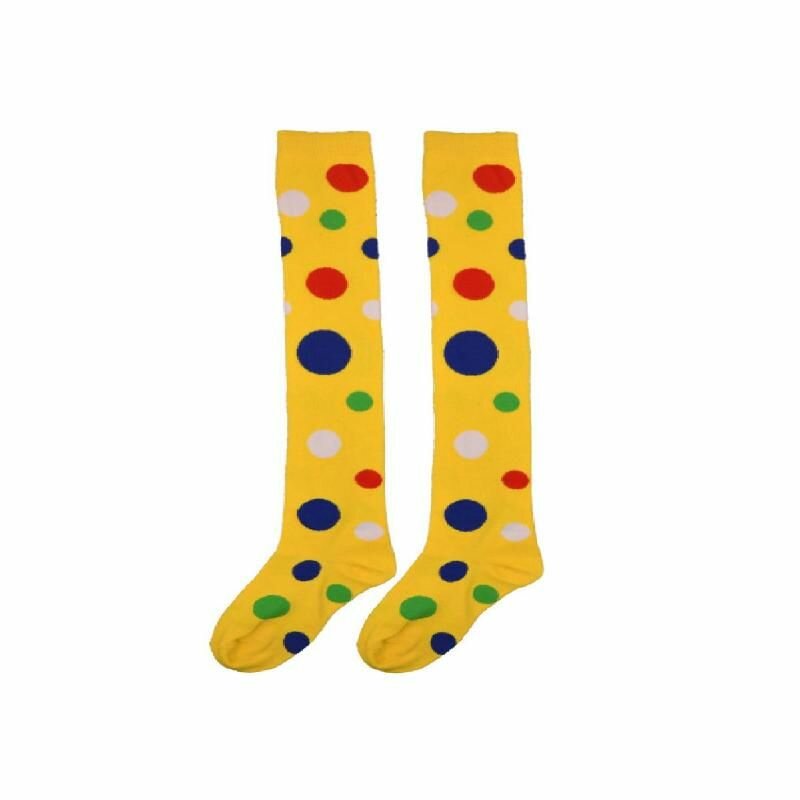 Яркие чулки в горошек для клоуна, Желтый