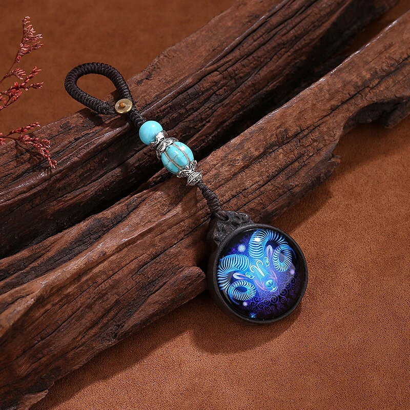 Двенадцать созвездий, карта для автобуса из эбенового дерева, NFC, брелок для ключей, подвеска для телефона, контроль доступа CUID, креативный орнамент в китайском стиле