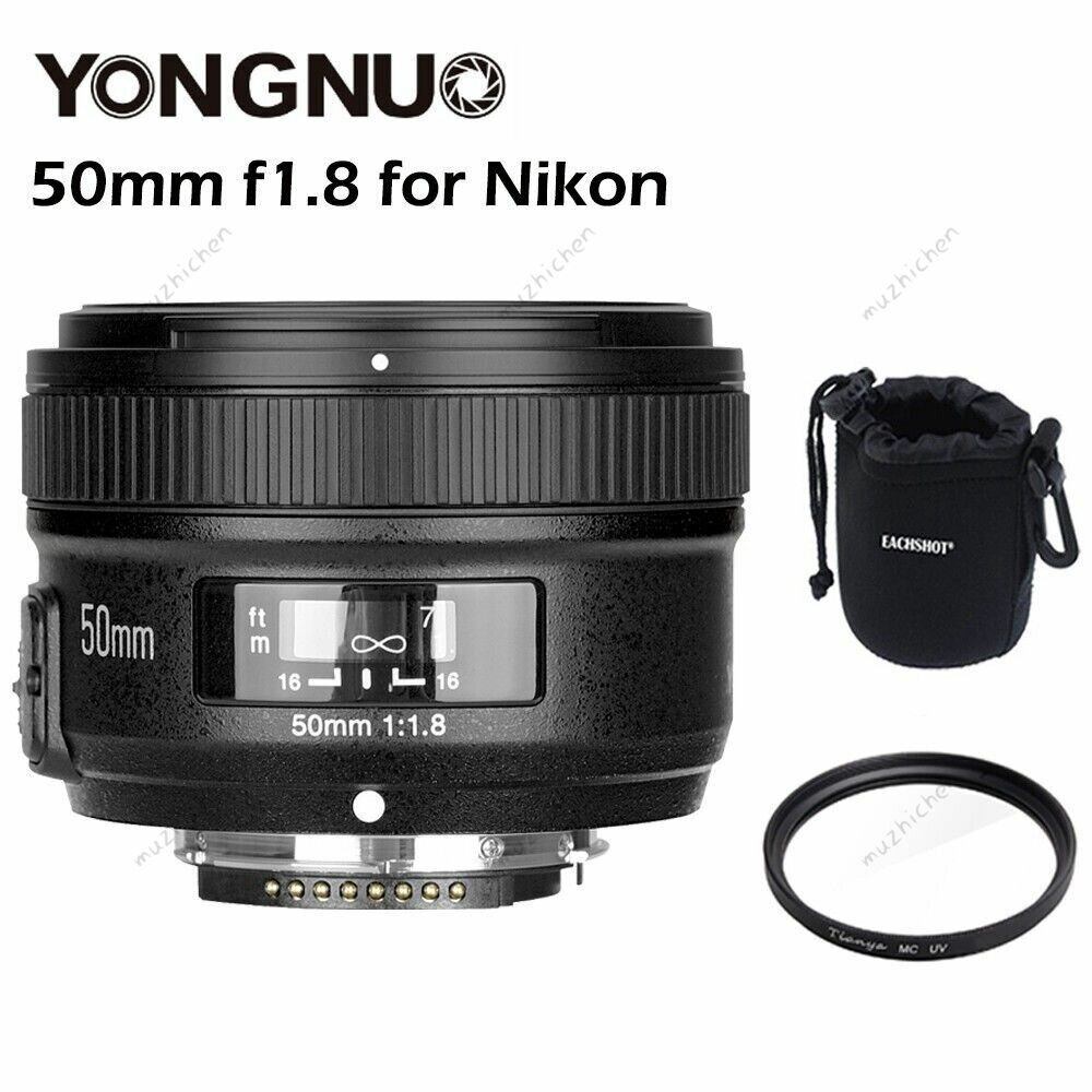 Объектив YONGNUO 50 мм f/1.8 для Nikon с большой светосилой и автофокусом для зеркальной фотокамеры Nikon D5300 D3200 D3100 D7200 D700
