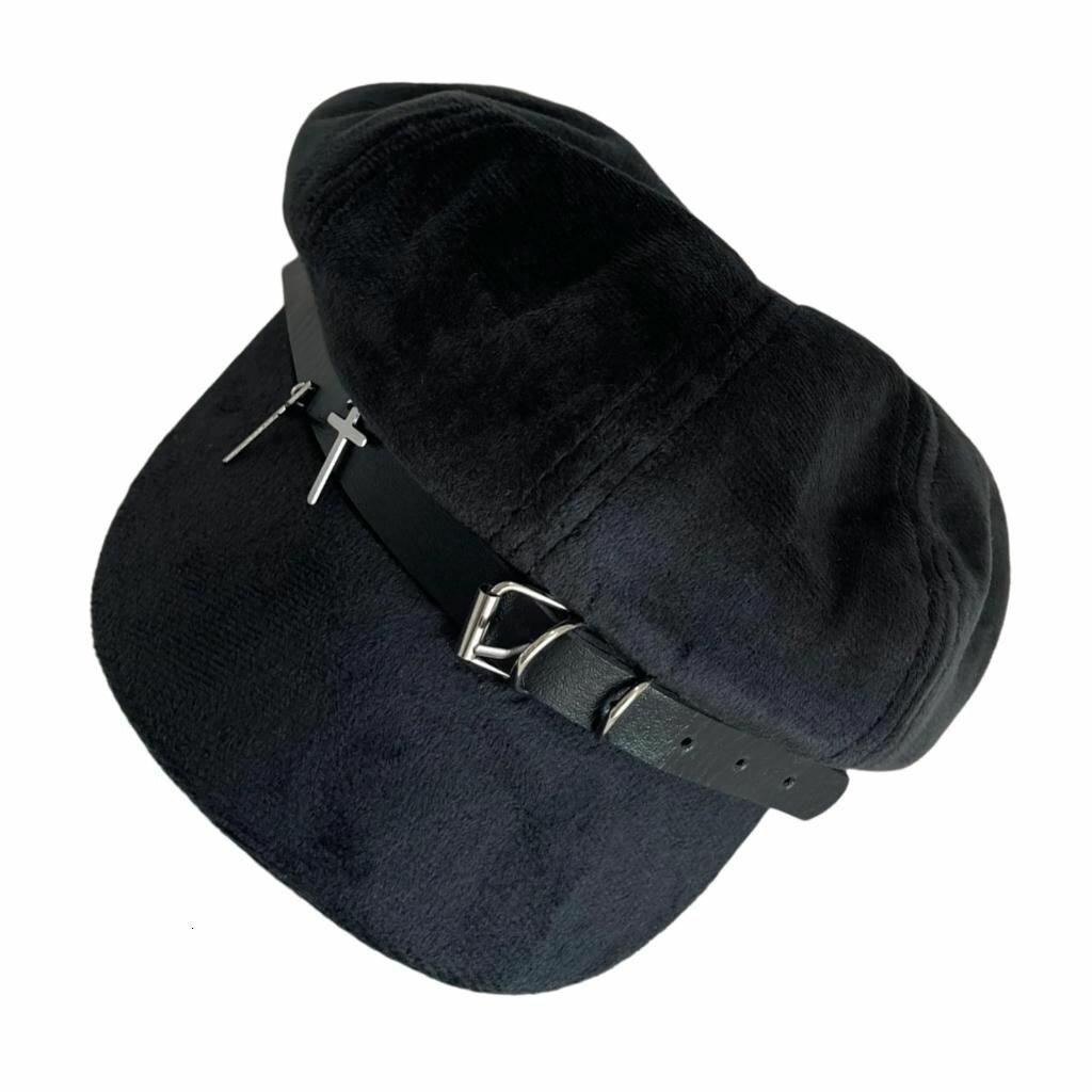 Модная беретная шляпа с крестами, Черный