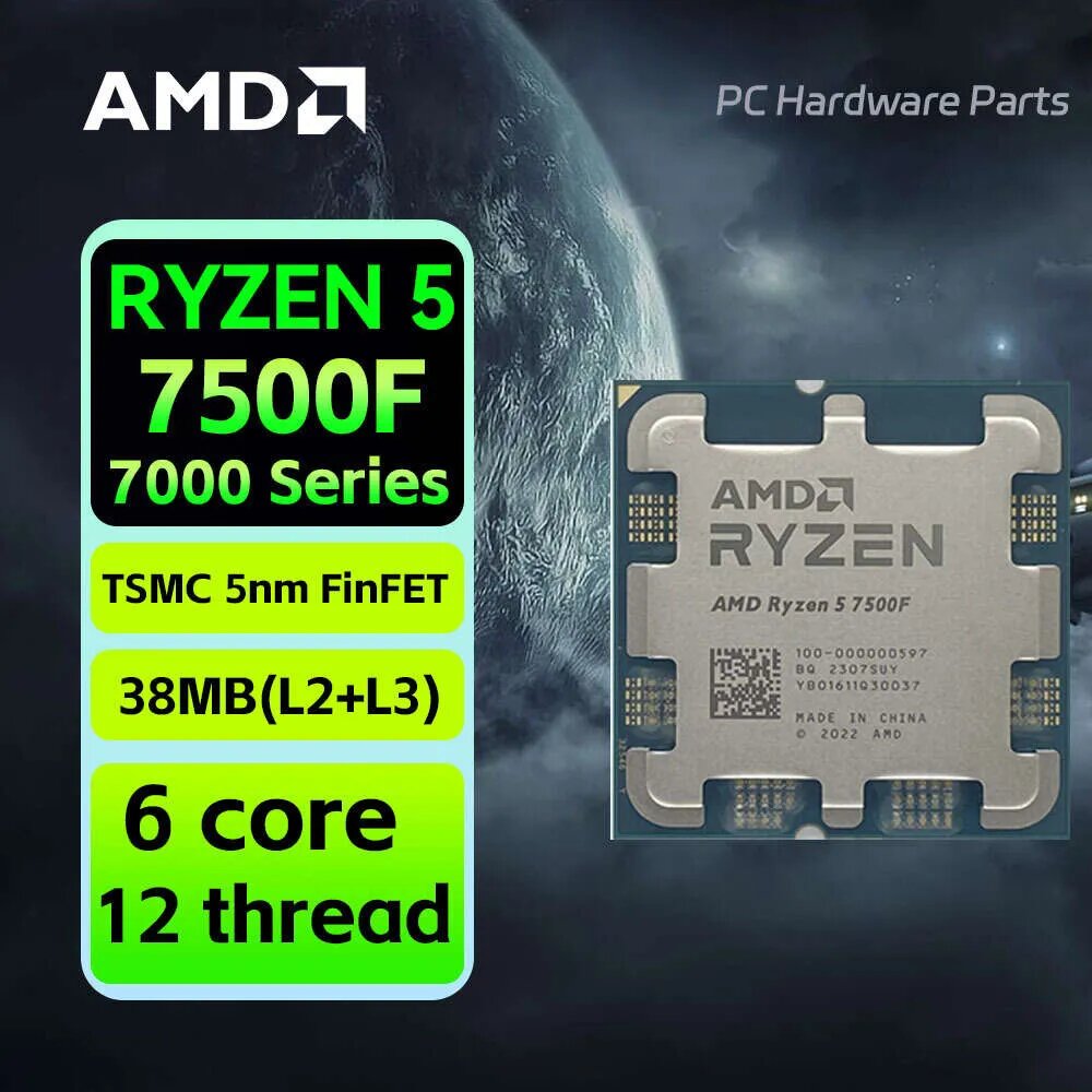 Процессор AMD Ryzen 5 7500f AM5 6 x 3700 MHz Socket OEM без видеоядра