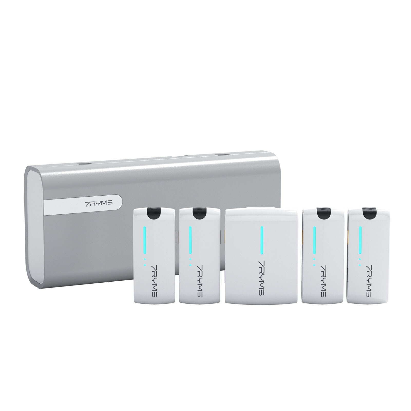 IRay DW40 Микрофон беспроводной миниатюрный 4-канальный Моно/Стерео Дальность передачи 200м Снижение шумов ИИ Мониторинг в реальном времени Встроенная батарея с зарядным футляром Для смартфона Камера Компьютер Черный/Белый 4 передатчика 1 приемник