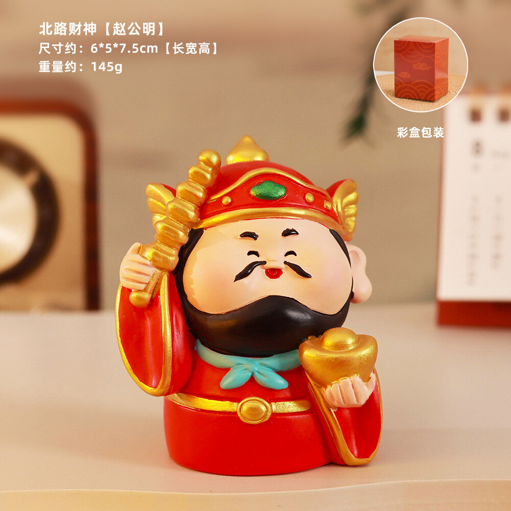 Фигурка Бога Богатства с пятью сторонами, маленькая фигурка для офисного стола, рабочей станции, снятия стресса, украшения автомобиля, подарок из смолы