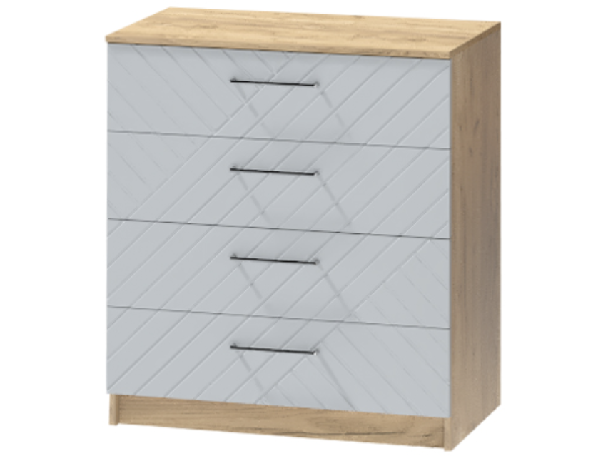 Комод с четырьмя просторными ящиками, Дуб крафт золотой/Монблан