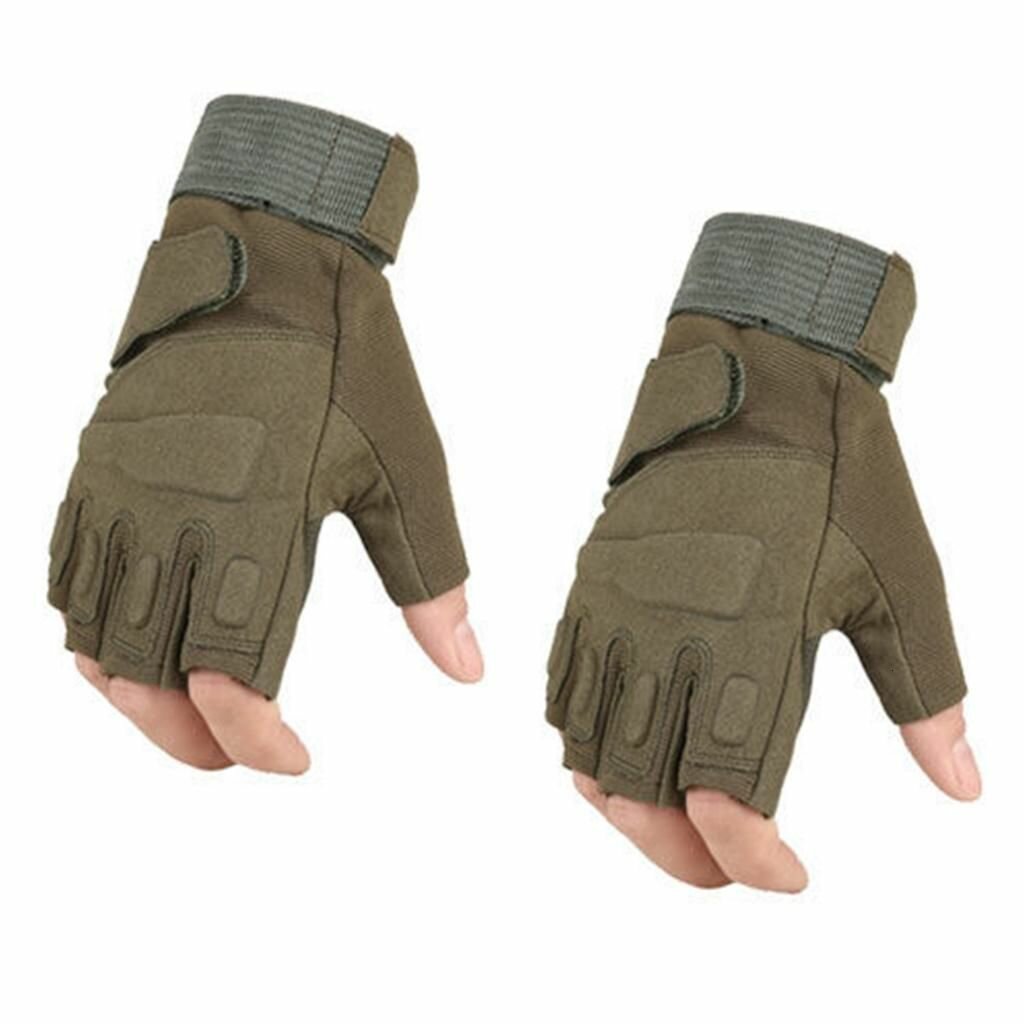 Тактические перчатки без пальцев, Зеленый - L