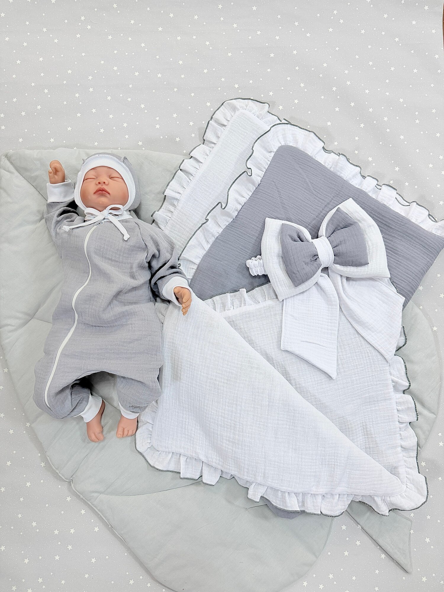 Комплект на выписку "Мармеладка", хлопок 100%, летний, 100 % хлопок, для новорожденных, серый