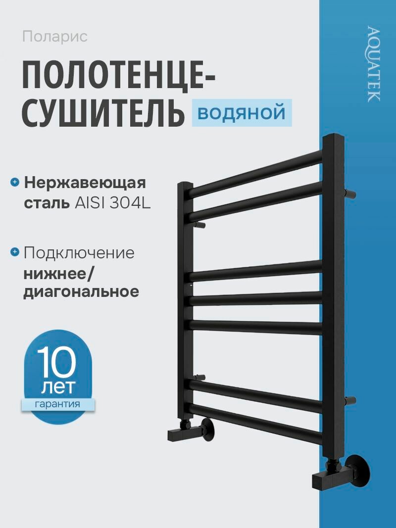 Полотенцесушитель водяной Aquatek Поларис 50x60 AQ KO0760BL черный
