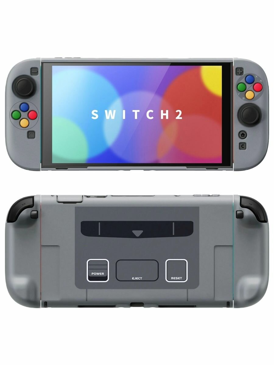 PlayVital жесткий защитный чехол для Nintendo Switch 2, цвет SFC SNES Classic EU, со складной подставкой и насадками на стики SFC SNES Classic для Switch 2 насадки подставка