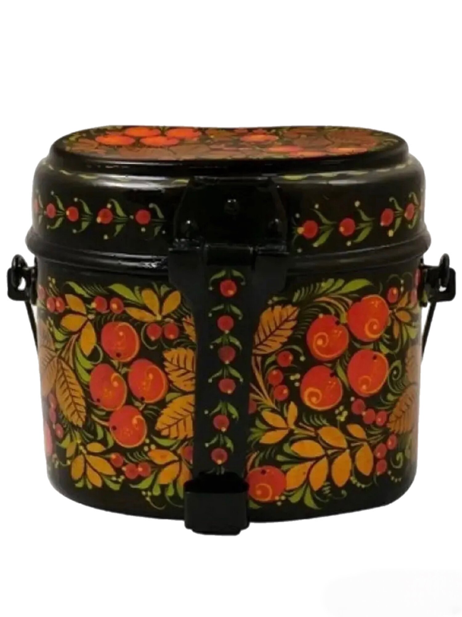 Котелок солдатский СССР сувенирный в росписи Хохлома, 1.3 л алюминий