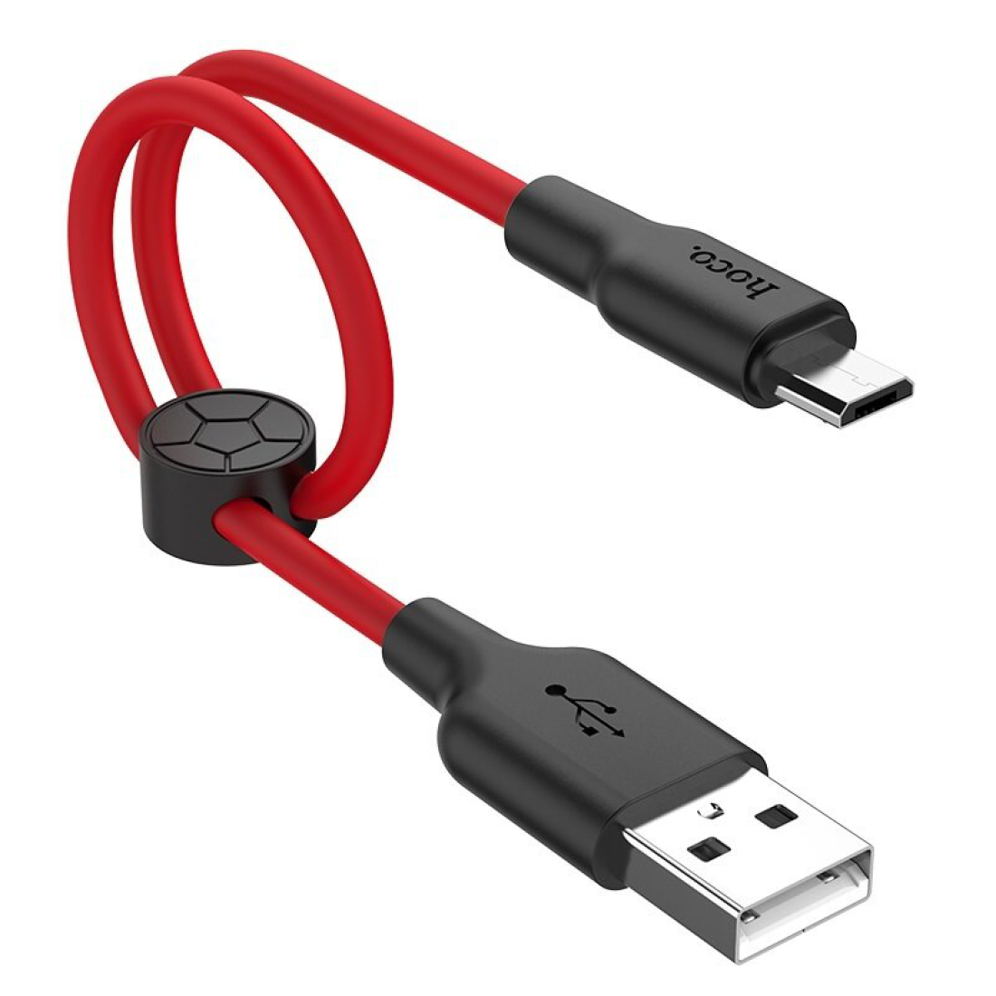 Кабель USB - микро USB "HOCO X21 Plus" 0.25м, круглый, 2.4A, силикон, цвет: чёрный, красный