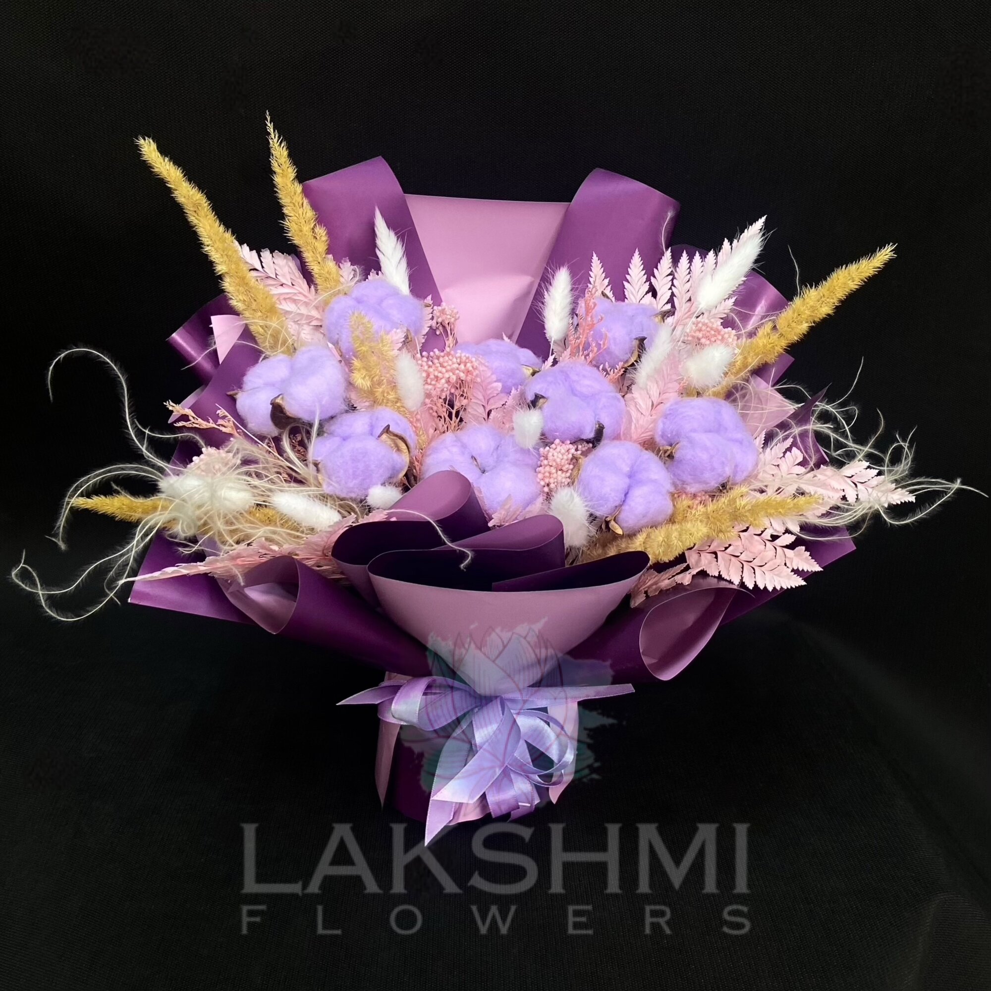 Композиция из сухоцветов / Сборный букет из сухоцветов / Букет из стабилизированных цветов / Хлопок, папоротник