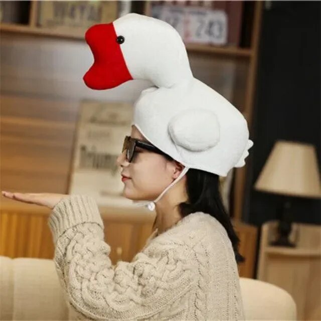 Карнавальная плюшевая шапка-гусь Leck Белый, Short leck goose