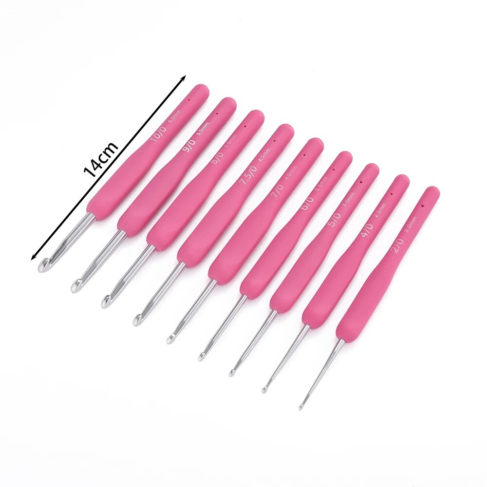 Крючки для вязания, набор 8 шт, Pink