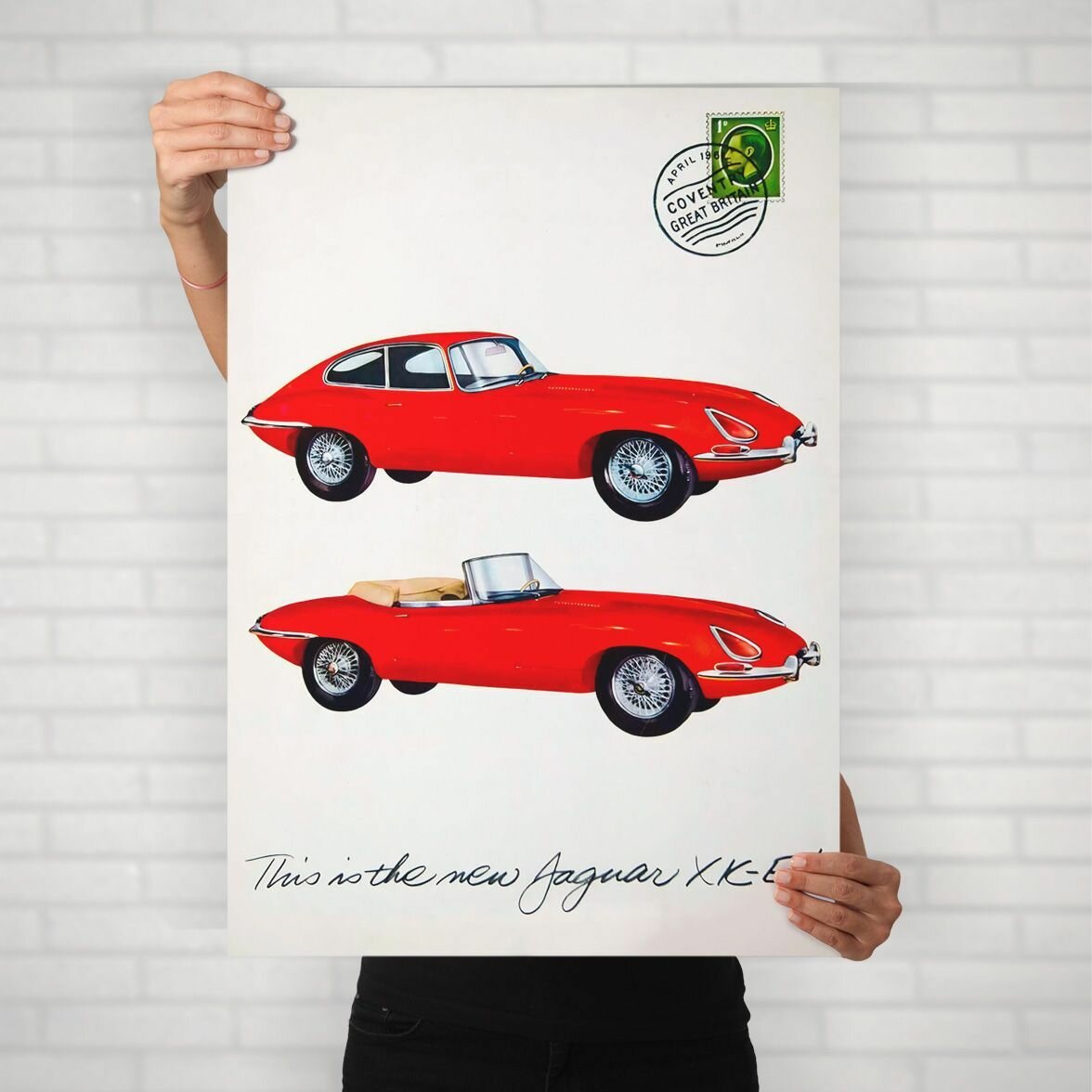 Плакат на стену для интерьера Культовые машины (Jaguar E Type 6) - Постер по легендарным и классическим ретро автомобилям формата А1 (60x84 см)