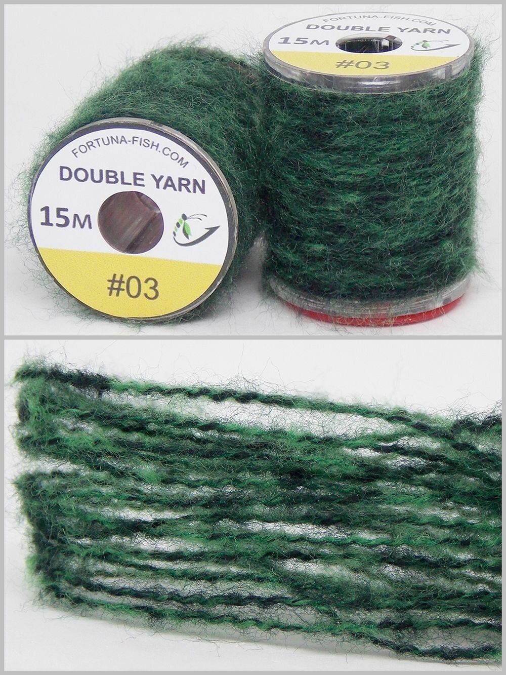Пряжа Double Yarn #03 - Black / Forest Green (15 м.)