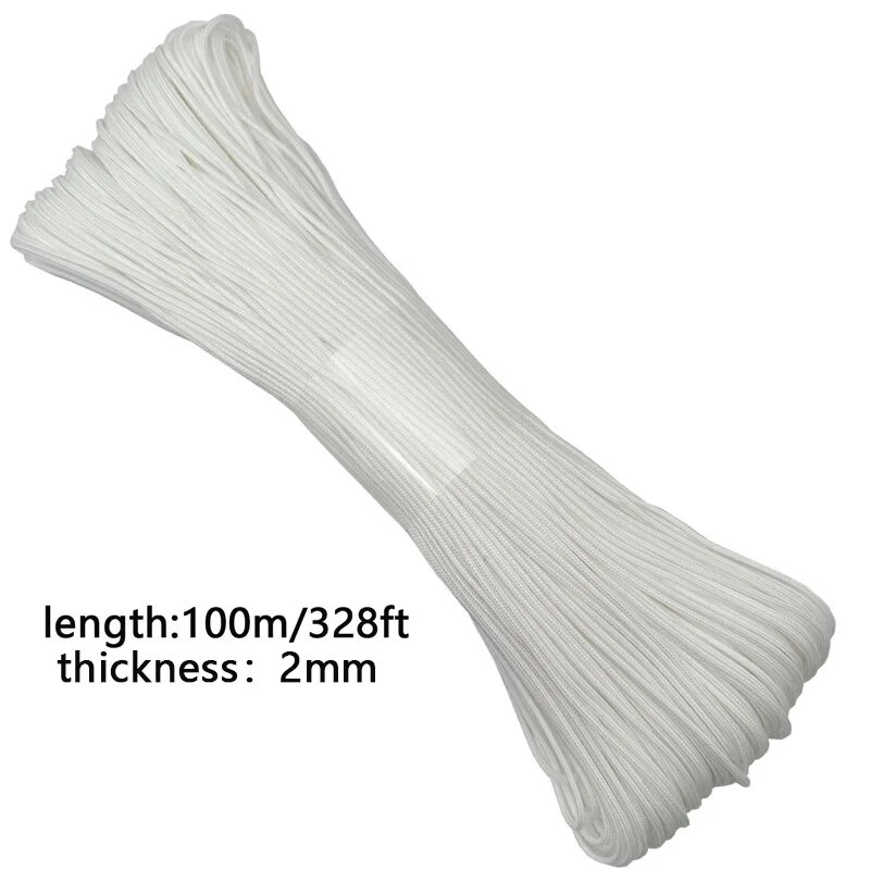 Паракорд 2 мм, 100 м, для альпинизма и кемпинга Белый, 100m(328ft)-white