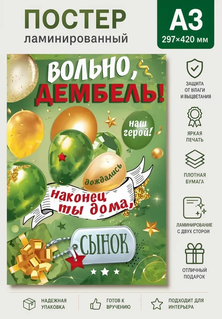 Постер ламинированный на Дембель формат А3