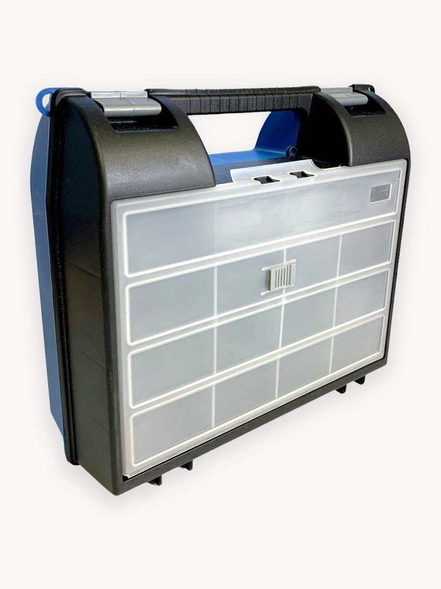 Ящик для дрели Jettools, 340*140*325 мм, с органайзером, черный/синий