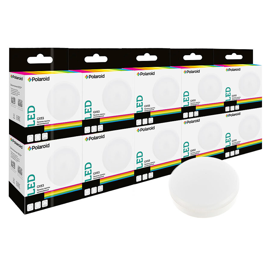 Светодиодная лампа Polaroid 220V GX 6W 3000K GX53 420lm (10 шт.)