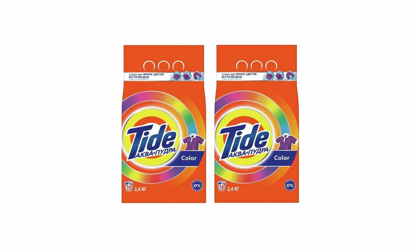 Tide Порошок для белья Color стиральный автомат, 2.4 кг, 2 штуки/