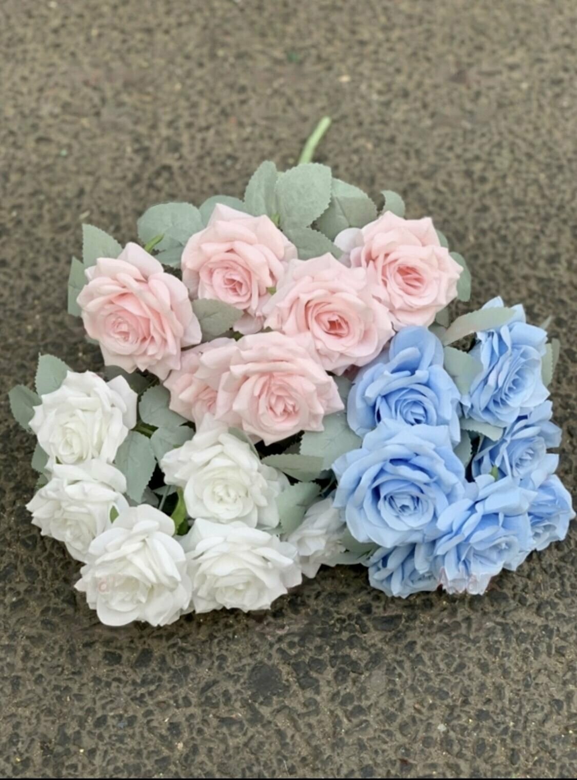 Искусственные цветы розы, 20 букетов/ Декоративные растения из цветов с зеленью для декора