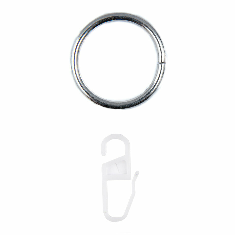 Кольцо металл карнизное УЮТ с крючком D20 цвет сталь 10шт