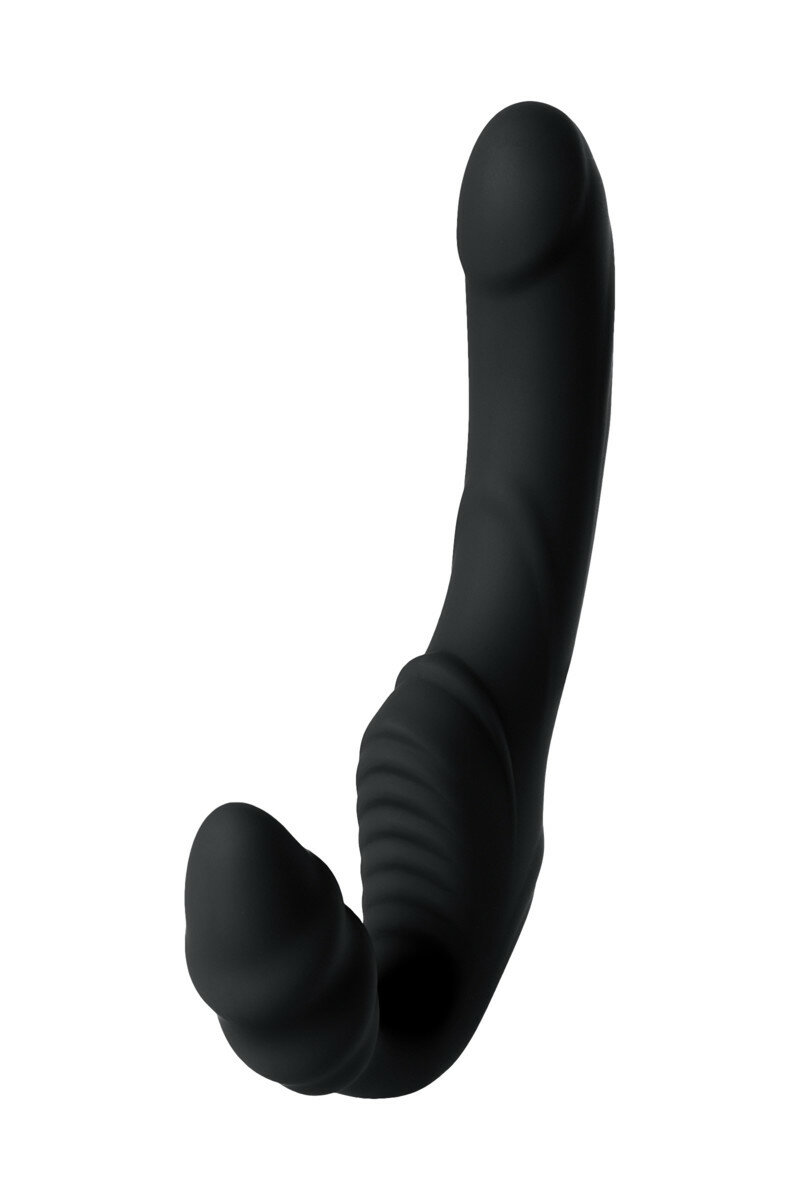 46751 Toyfa Black & Red Strapless Strap-On, чёрный. Безремневой страпон с вибрацией