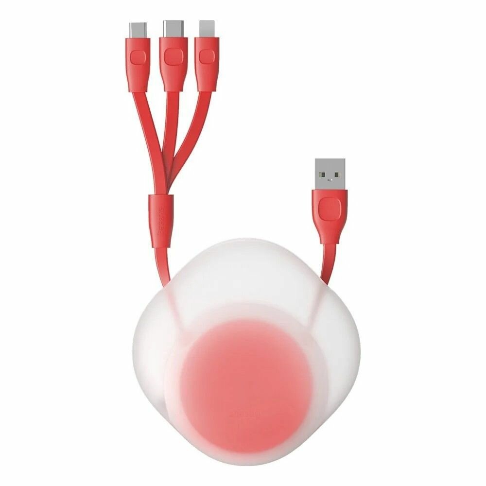 Кабель Baseus Let's go Little Reunion One-Way Stretchable Data Cable 3 in 1 Lightning/Type-c/Micro 0.85м. (Red)