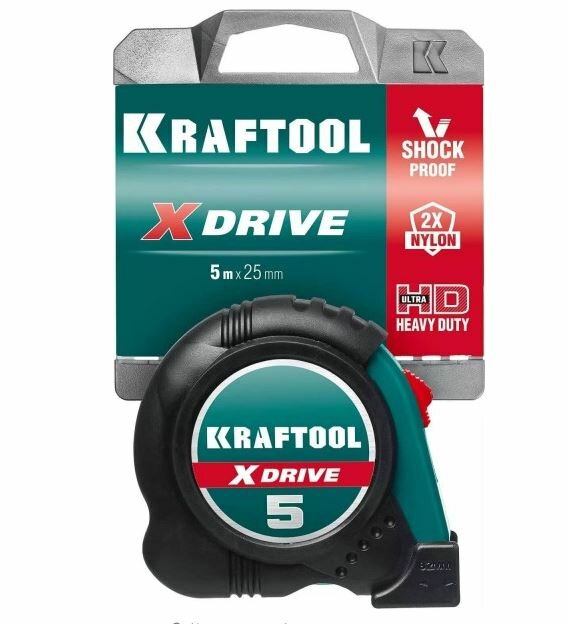 Рулетка KRAFTOOL (5 м; 25 мм; нейлоновое покрыти)