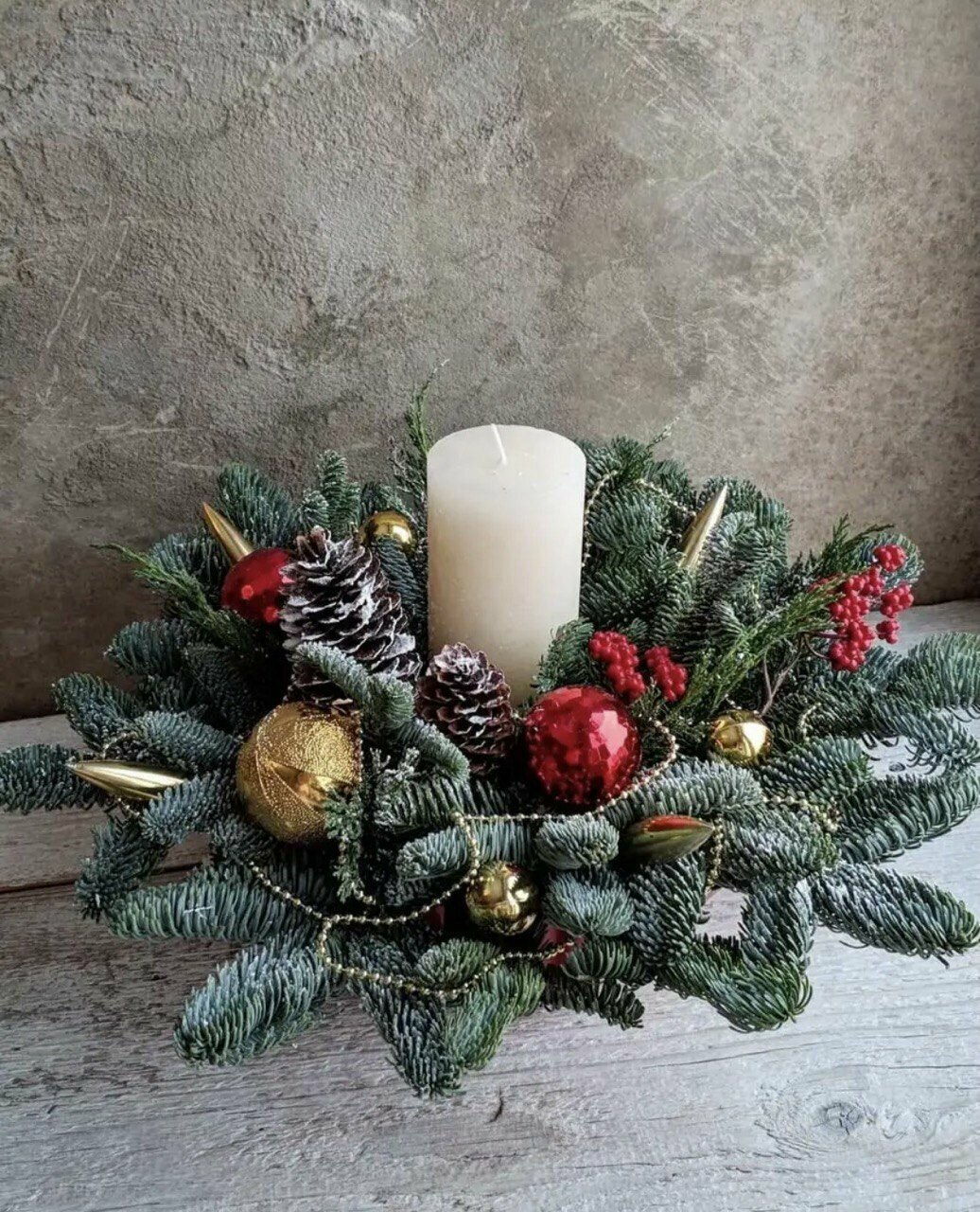 Новогодний декор на стол со свечой / Елка новогодняя/ Нобилис 35 см