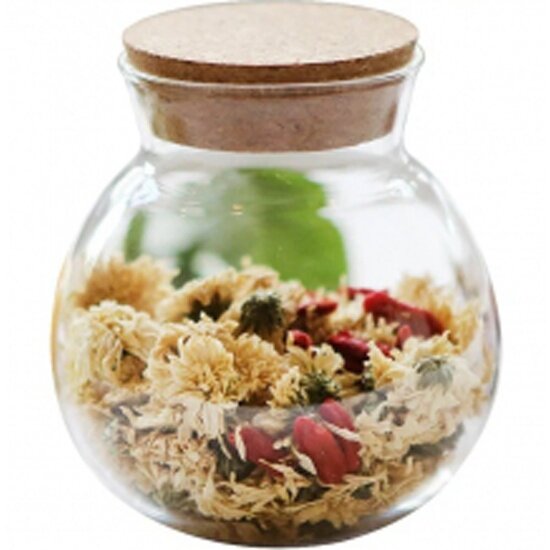 Банка для сыпучих продуктов с пробковой крышкой Teco TC-J500-03, стекло, 200мл