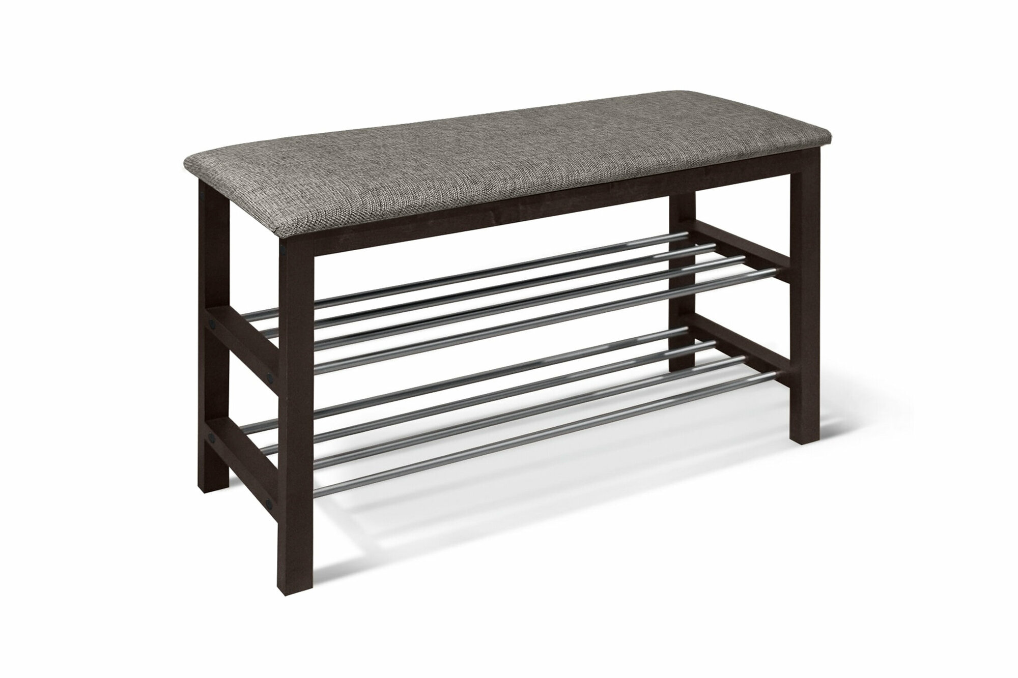 Банкетка в прихожую Нонтон, 76x31x49 см, 2 полки, венге / рогожка пепельная