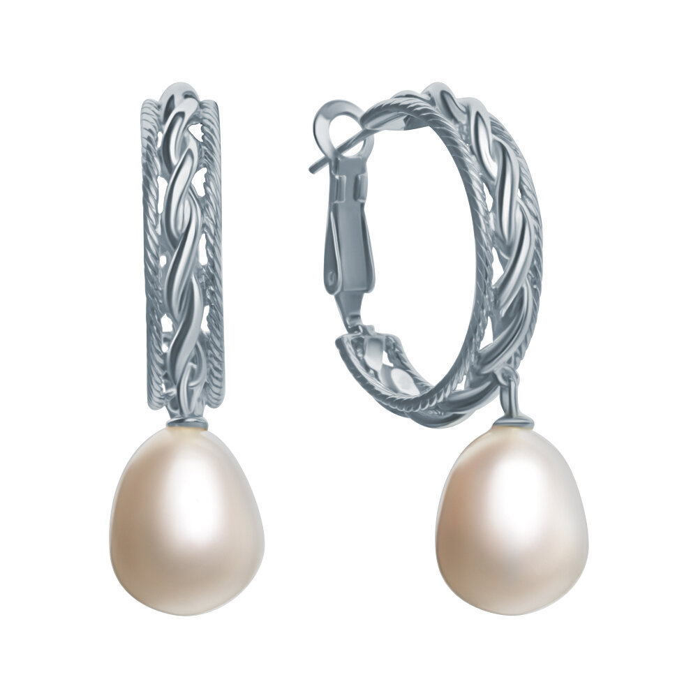 Серьги, серебро, 925 проба, жемчуг