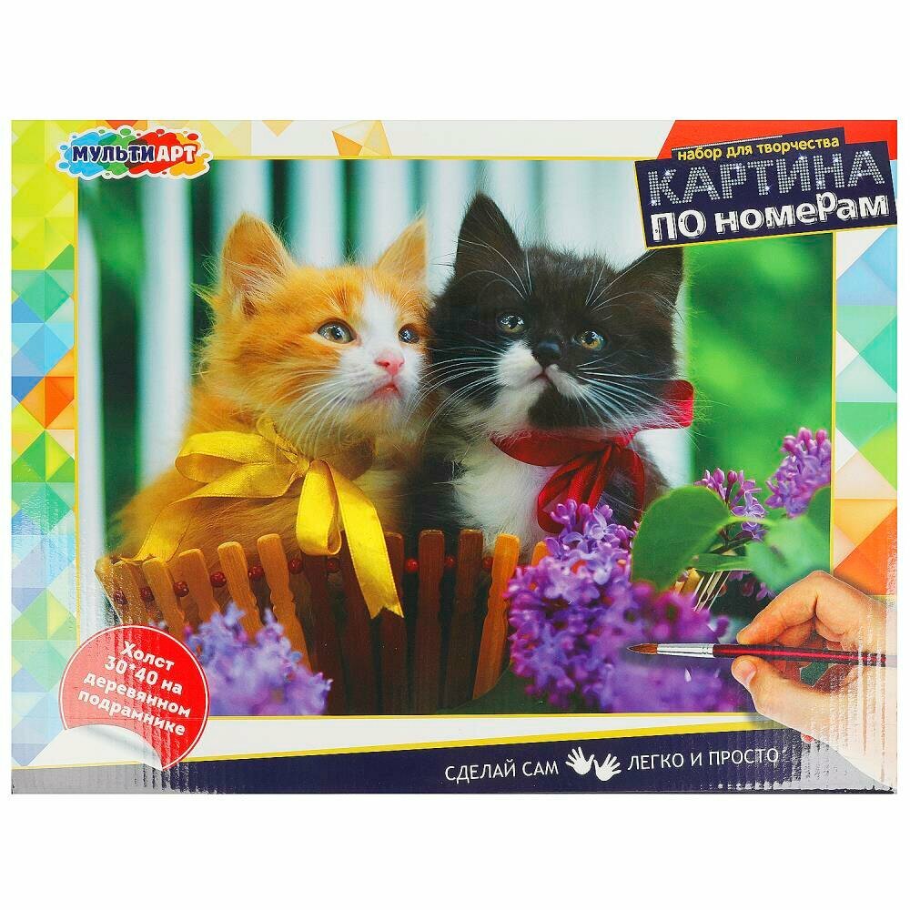 Картина по номерам 30х40 см котики мульти АРТ