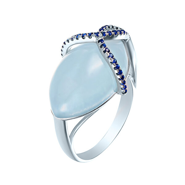 Кольцо, серебро, 925 проба, агат, фианит